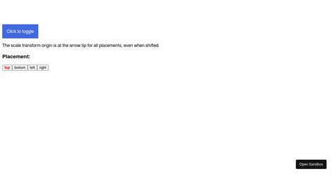 Floating UI React Scale Transform Origin Codesandbox