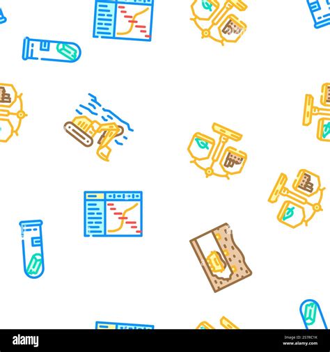 Mining Engineer Industry Vector Seamless Pattern Thin Line Illustration