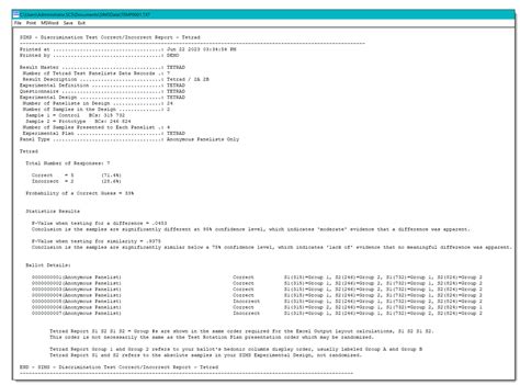 Tetrad Test Examples Sims Sensory Evaluation Testing Software Cloud