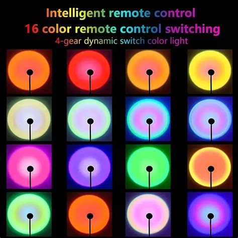 프로젝션 Led 조명 일몰 램프 원격 16 색 야간 조명 4 가지 모드 설정 360 ° 회전 레인보우 조명 실내 조명