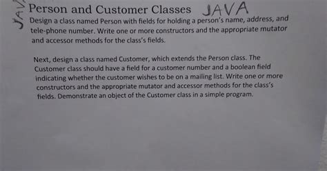 solved person and customer classes java design a class named