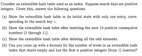 Consider an extendible hash table used as an index. | Chegg.com