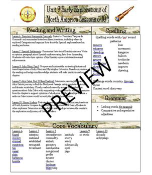 3rd Grd CKLA 2nd Edition Unit 9 Early Explorations Of NA Lessons 6 10