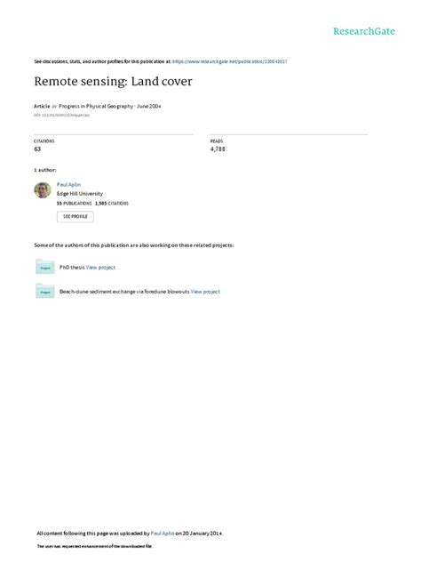 Remote Sensing Land Cover Pdf Remote Sensing Statistical Classification