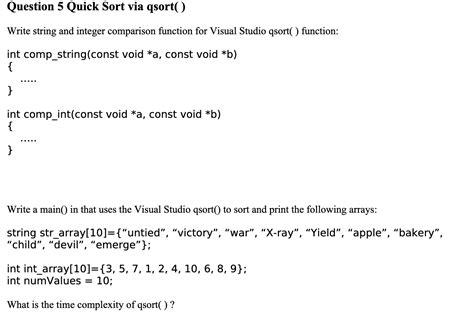 Solved Write String And Integer Comparison Function For