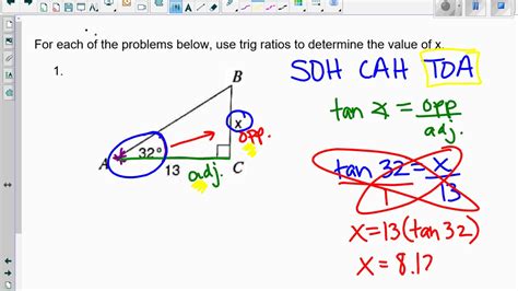 Using Trig To Find Missing Sides Youtube