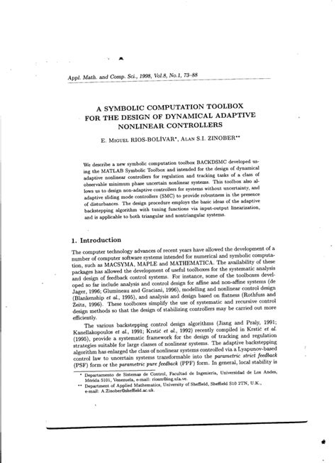 pdf a symbolic computation toolbox for the design of dynamical