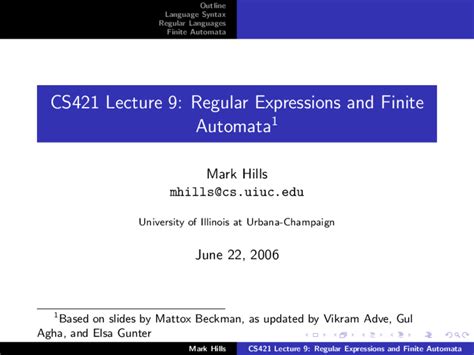 Language Syntax Regular Expressions And Finite Automata Cs 421 Docsity