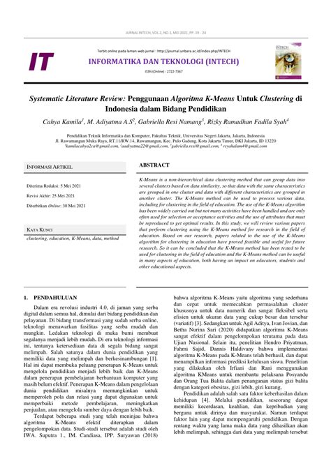 pdf systematic literature review penggunaan algoritma k means untuk