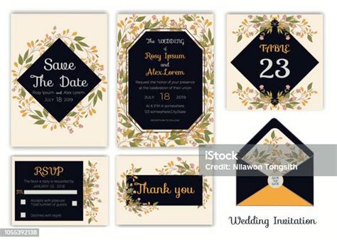 날짜 Rsvp 카드 감사 카드 테이블 번호 선물 태그 장소 카드 Save 웨딩 초대장 카드 응답 Rsvp에 대한 스톡 벡터 아트 및 기타 이미지 Istock