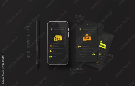 Mobile Phone With Web Application Hand Drawn Ux Ui Kit User Experience User Interface