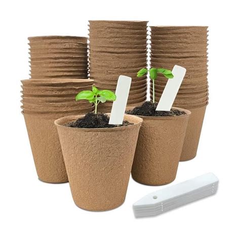 50 Pots De Fleurs En Tourbe De 8 Cm Kit De Démarrage De Semis De