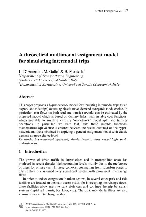 pdf a theoretical multimodal assignment model for simulating