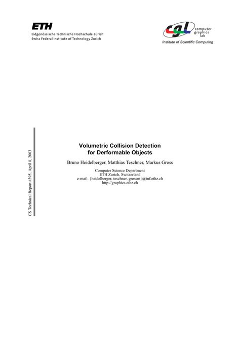 Pdf Volumetric Collision Detection For Deformable Objects