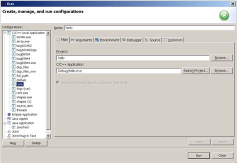 Selecting An Application To Run Or Debug