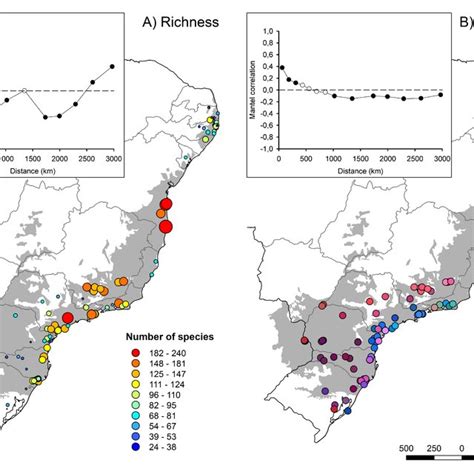 Morans I Correlogram And Map Of Extrapolated Richness A Mantel Download Scientific Diagram