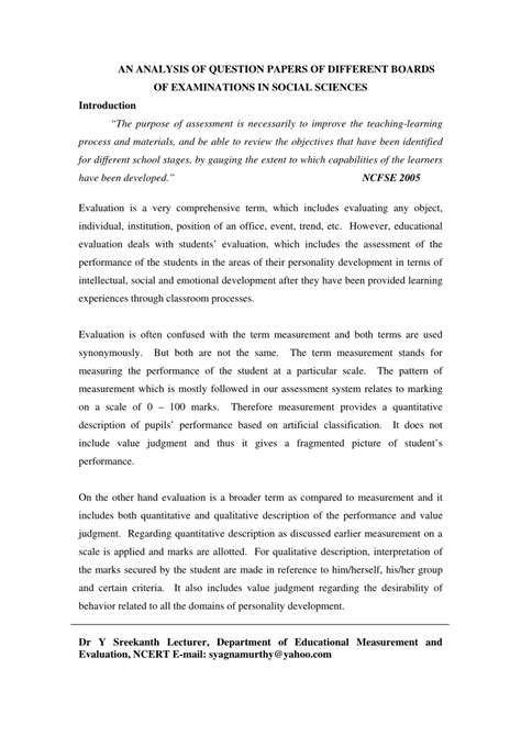 Pdf An Analysis Of Question Papers Of Different Boards Of