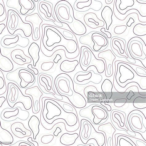 흰색 배경에 트렌디 한 색상의 닫힌 선이있는 추상적 인 이음새없는 패턴 곡선에 대한 스톡 벡터 아트 및 기타 이미지 곡선 그래픽 프린트 그리기 Istock