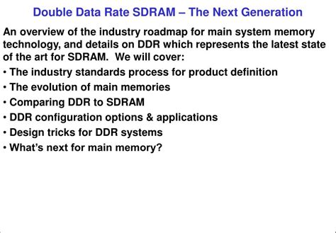 PPT Double Data Rate SDRAM The Next Generation PowerPoint Presentation ID