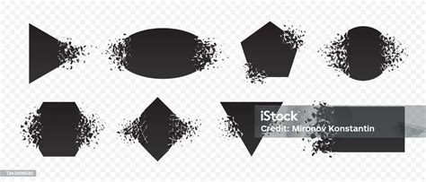 모양 폭발 깨진 부서진 평면 스타일 디자인 벡터 일러스트 레이션 세트 용해됨에 대한 스톡 벡터 아트 및 기타 이미지 용해됨 부서짐 사진 효과 Istock