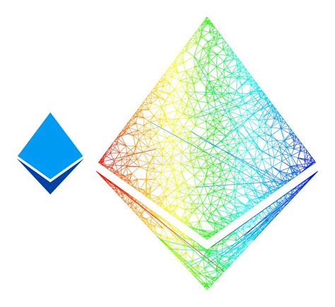 Network Ethereum Crystal Web Mesh Icon With Spectral Gradient Stock