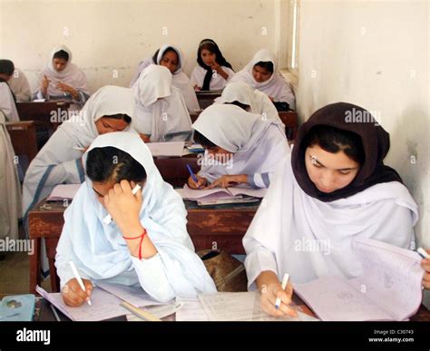 Matric Students Solve Paper At An Examination Centre At Government