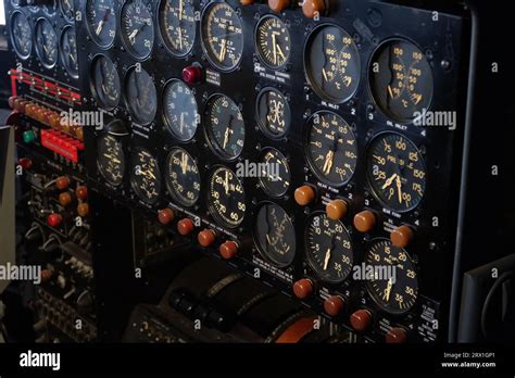 Flight Deck And Flight Controls Of A Boeing 747 Cockpit In An Airplane