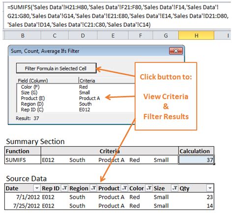 Sumifs Countifs Averageifs Filter And Analyzer Add In Kingexcelinfo
