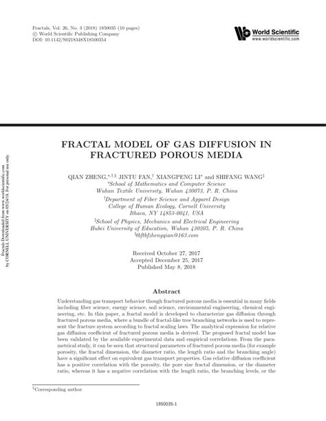 Pdf Fractal Model Of Gas Diffusion In Fractured Porous Media