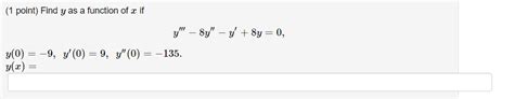 Solved Point Find Y As A Function Of X Chegg Com