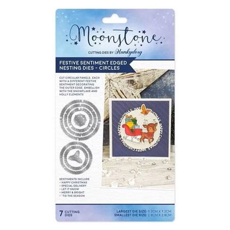 Moonstone Dies Festive Sentiment Edged Nesting Dies Circles