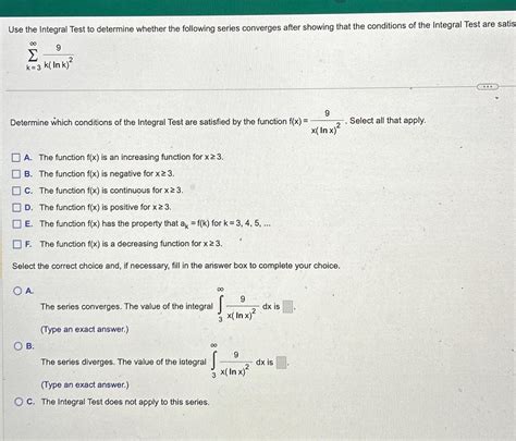 Solved Use The Integral Test To Determine Whether The Chegg