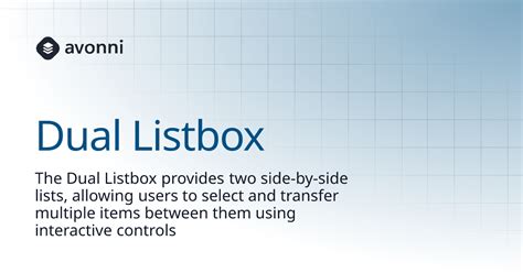dual listbox documentation hub