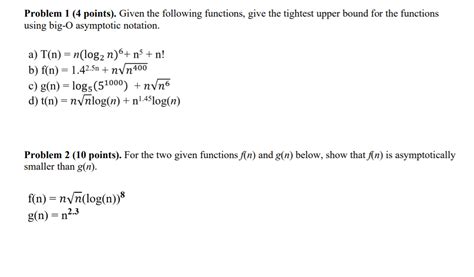 Solved Problem Points Given The Following Functions Chegg