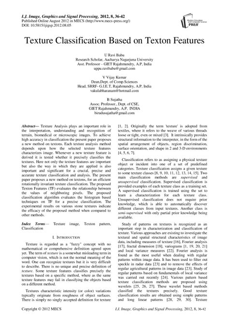 Texture Classification Based On Texton Features Ijigsp