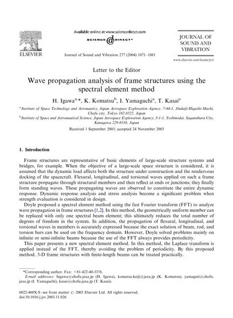 pdf wave propagation analysis of frame structures using the spectral