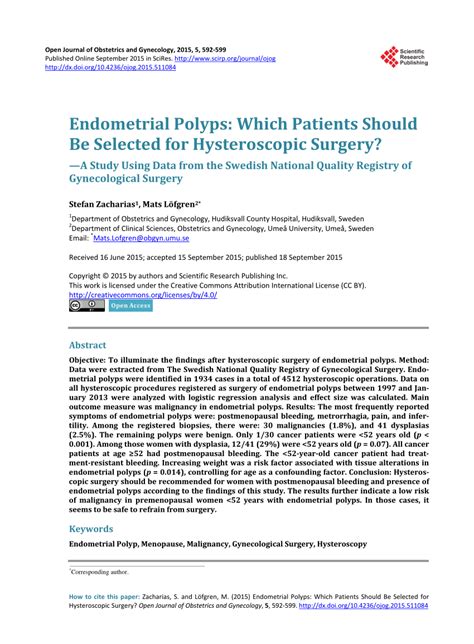 Pdf Endometrial Polyps Which Patients Should Be Selected For