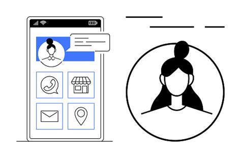 모바일 앱에서의 프로필 상호 작용 사용자 아이콘과 연락처 옵션이 단순한 디자인으로 강조 표시됨 개념에 대한 스톡 벡터 아트 및 기타 이미지 Istock