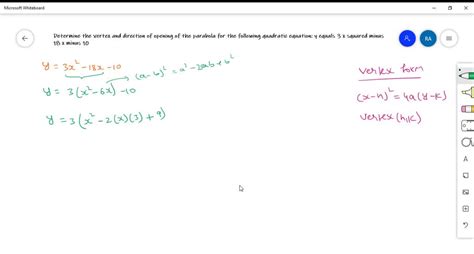 Solved Determine The Vertex And Direction Of Opening Of The Parabola For The Following