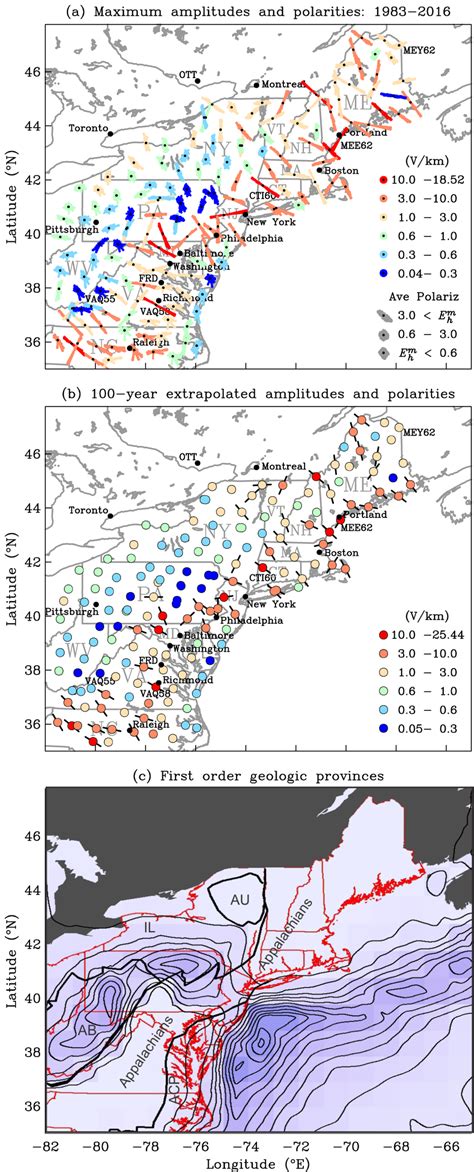 Maps Showing A Polar Plots Of Interpolated Declination‐binned Maximum