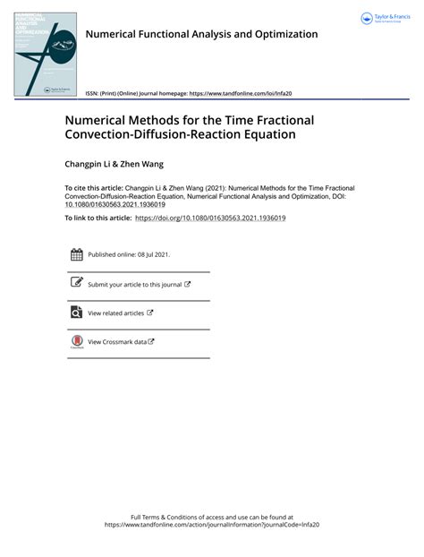 Pdf Numerical Functional Analysis And Optimization Issn Print