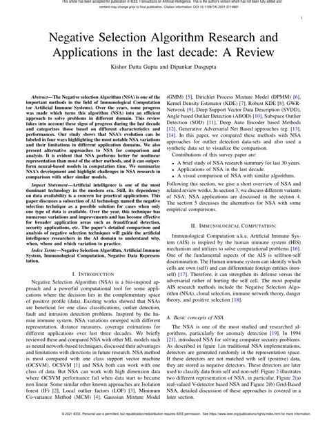Pdf Negative Selection Algorithm Research And Applications In The