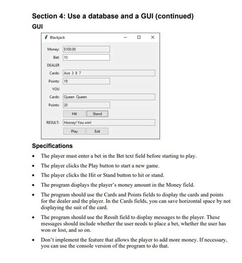 Solved Section 4 Use A Database And A GUI Use A Database To Chegg Com