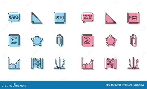 Set Line Sigma Symbol Graph Schedule Chart Diagram Tablet With