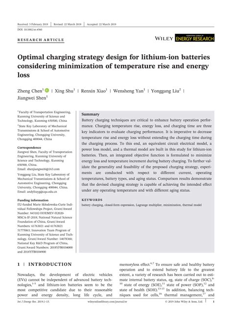pdf optimal charging strategy design for lithium‐ion batteries