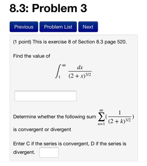 Solved 83 Problem 3 Previous Problem List Next 1 Point