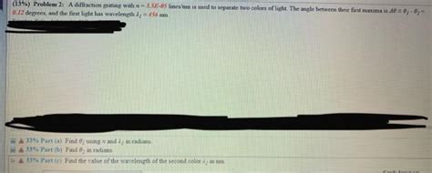 Solved Problem A Diffraction Grating With Chegg
