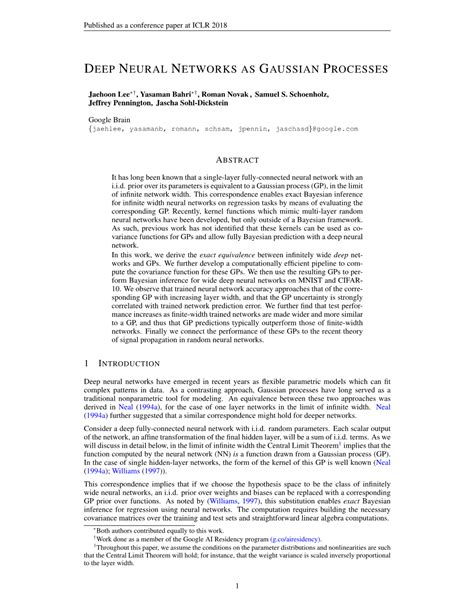 deep neural networks as gaussian processes docslib
