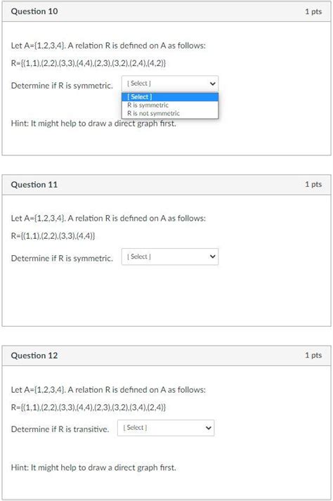 solved question 10 1 pts let a {1 2 3 4 a relation ris
