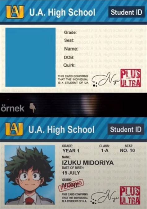 Ua High School Character Sheet Template My Hero Academia Manga